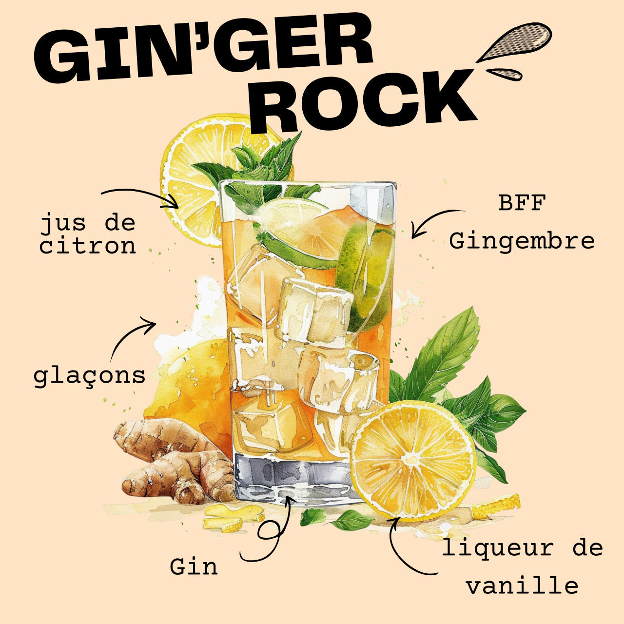 COCKTAIL - Gin'ger Rock 🍹🍸 - BFF: Les Brasseuses de Fruits Françaises
